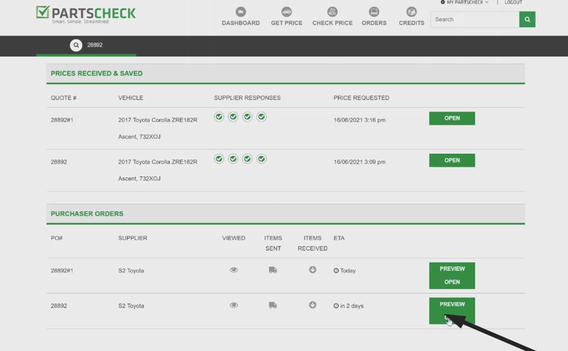 7. Parts Control (Receipting Parts) - FlexiQuote